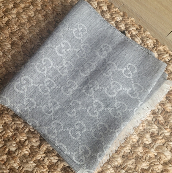 Gucci | Accessories | Gucci Gray Monogram Scarf | Poshmark